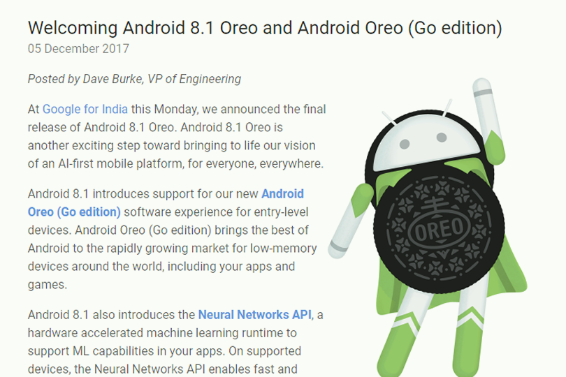 Androidの新バージョン「Android 8.1 Oreo」の正式版がリリース。パフォーマンスの向上や細かな改善 – ゼロから始めるスマートフォン